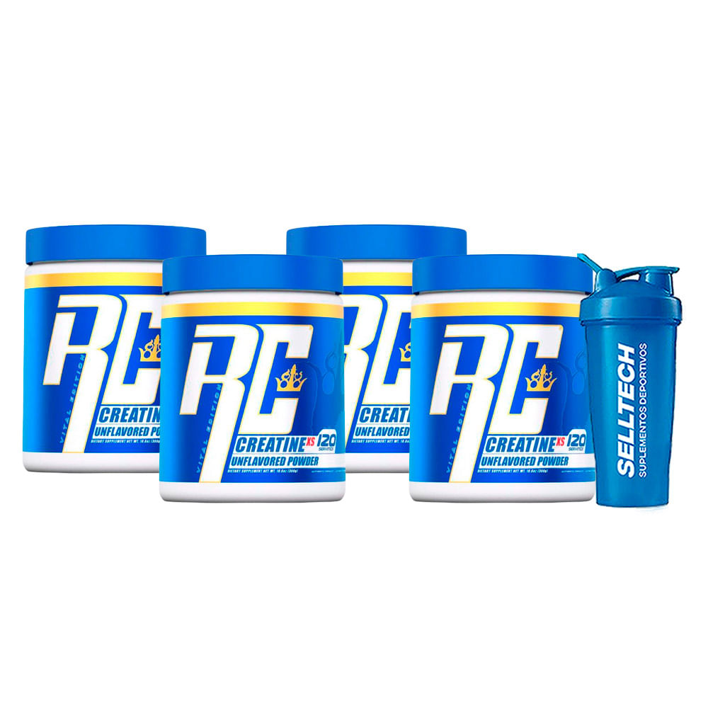 Pack Creatina Monohidratada Ronnie Coleman 300gr x4 + shaker - Real Plaza