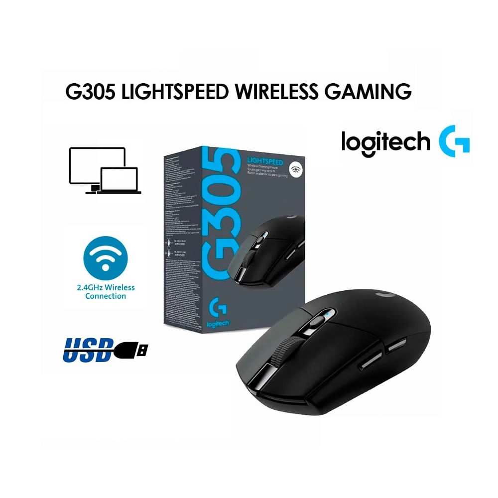 MOUSE GAMING LOGITECH G305 BLACK WIRELESS - Real Plaza