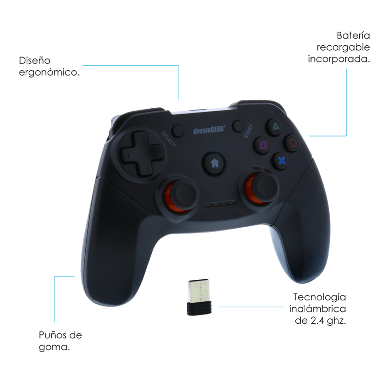 DreamGear Mando Shadow Pro Wireless con Jostick PS3 & PC - Real Plaza