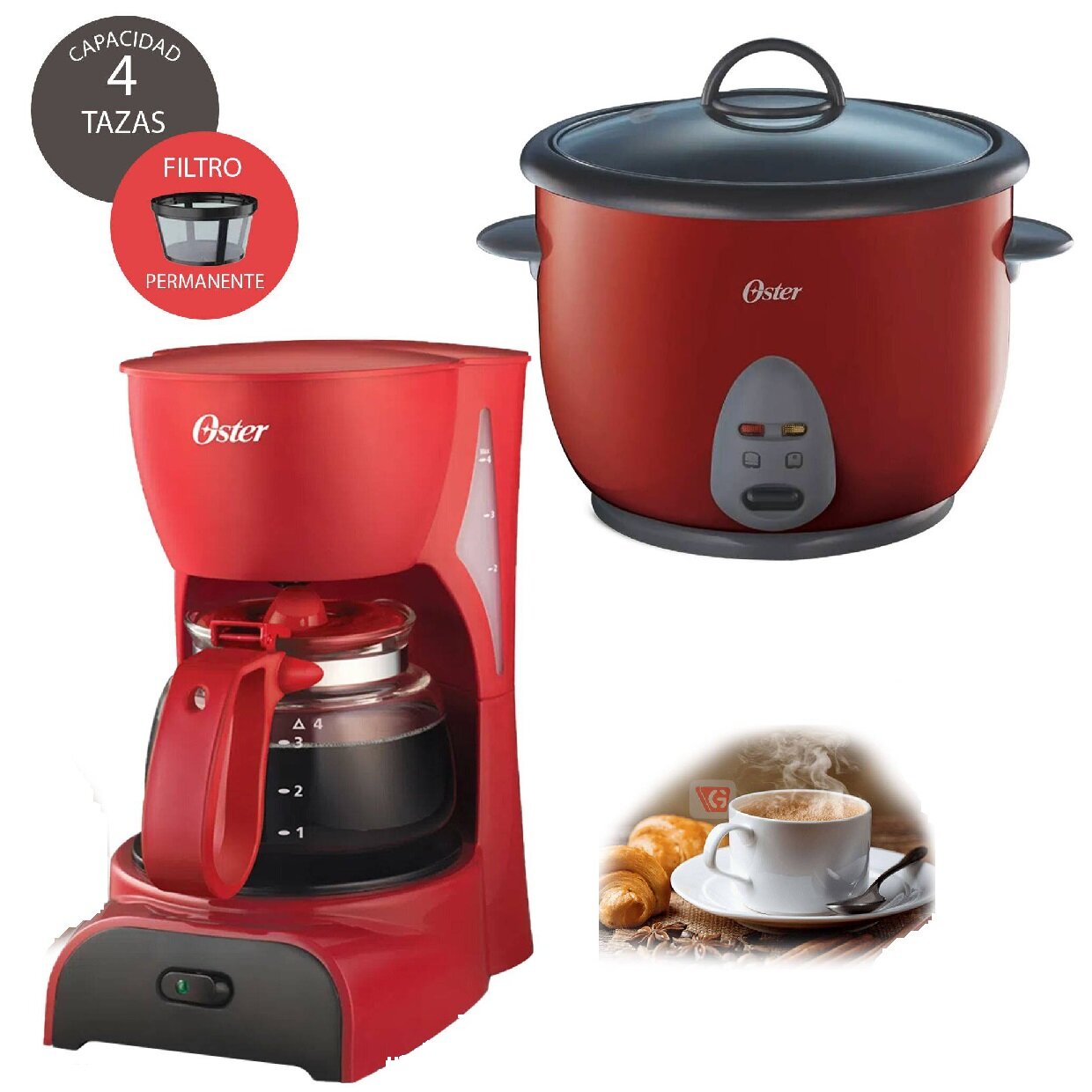 Cafetera de 4 tazas + Olla Arrocera 1700r - Real Plaza