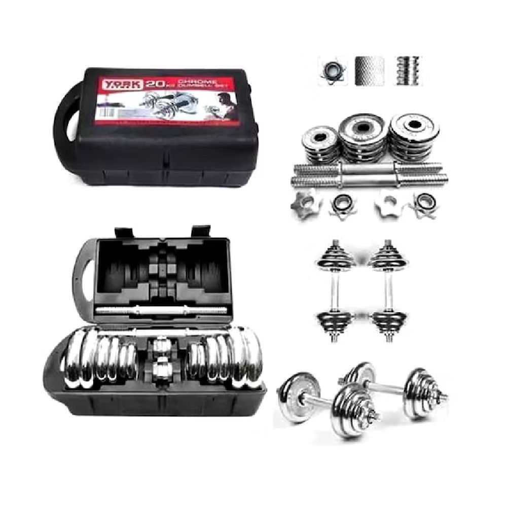 Set de Pesas Yok 20Kg Cromadas Mancuernas mas adaptador R - Real Plaza