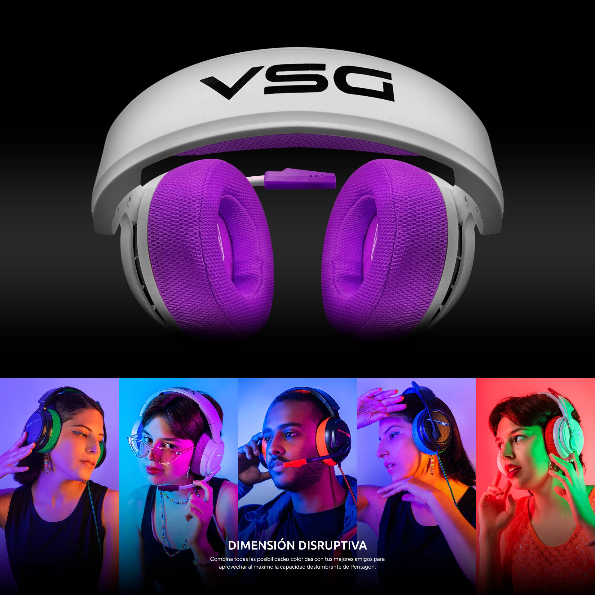 Audifono Gamer Pc Alambrico VSG Pentagon Morado - Real Plaza