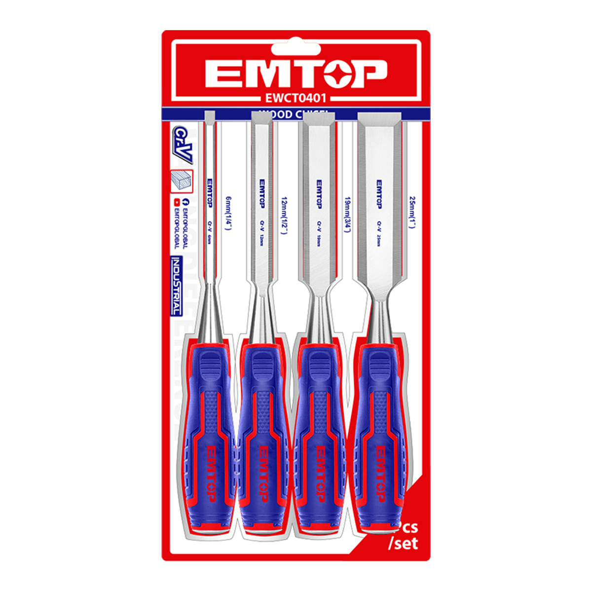 Juego de 4 Formones Emtop EWCT0401 Para Madera - Real Plaza