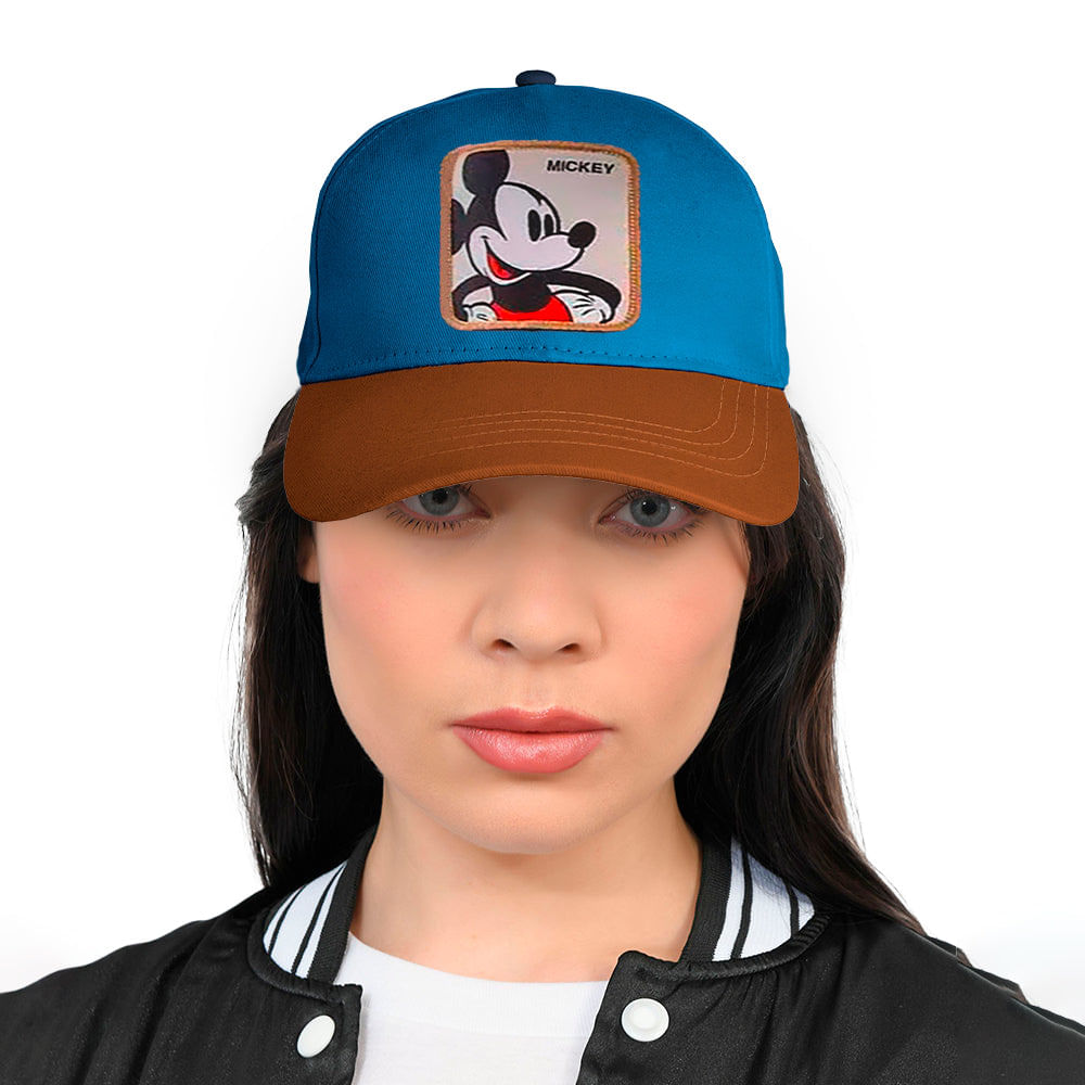 Gorra Estilo Beisbol Snapback Malla Mickey Marrón Azul y Negro - Real Plaza