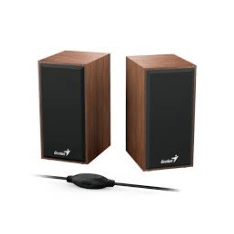 PARLANTE GENIUS STEREO SPEAKERS NEGRO / MARRON - Real Plaza