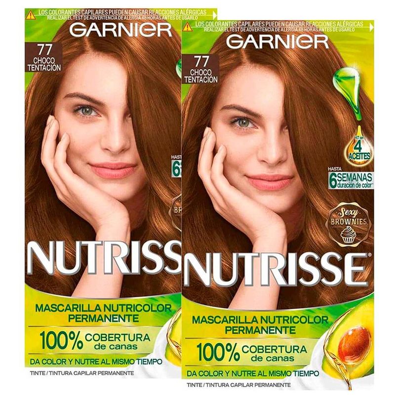 Pack Tinte para Cabello GARNIER Nutrisse 77 Choco Tentación Caja 2un ...