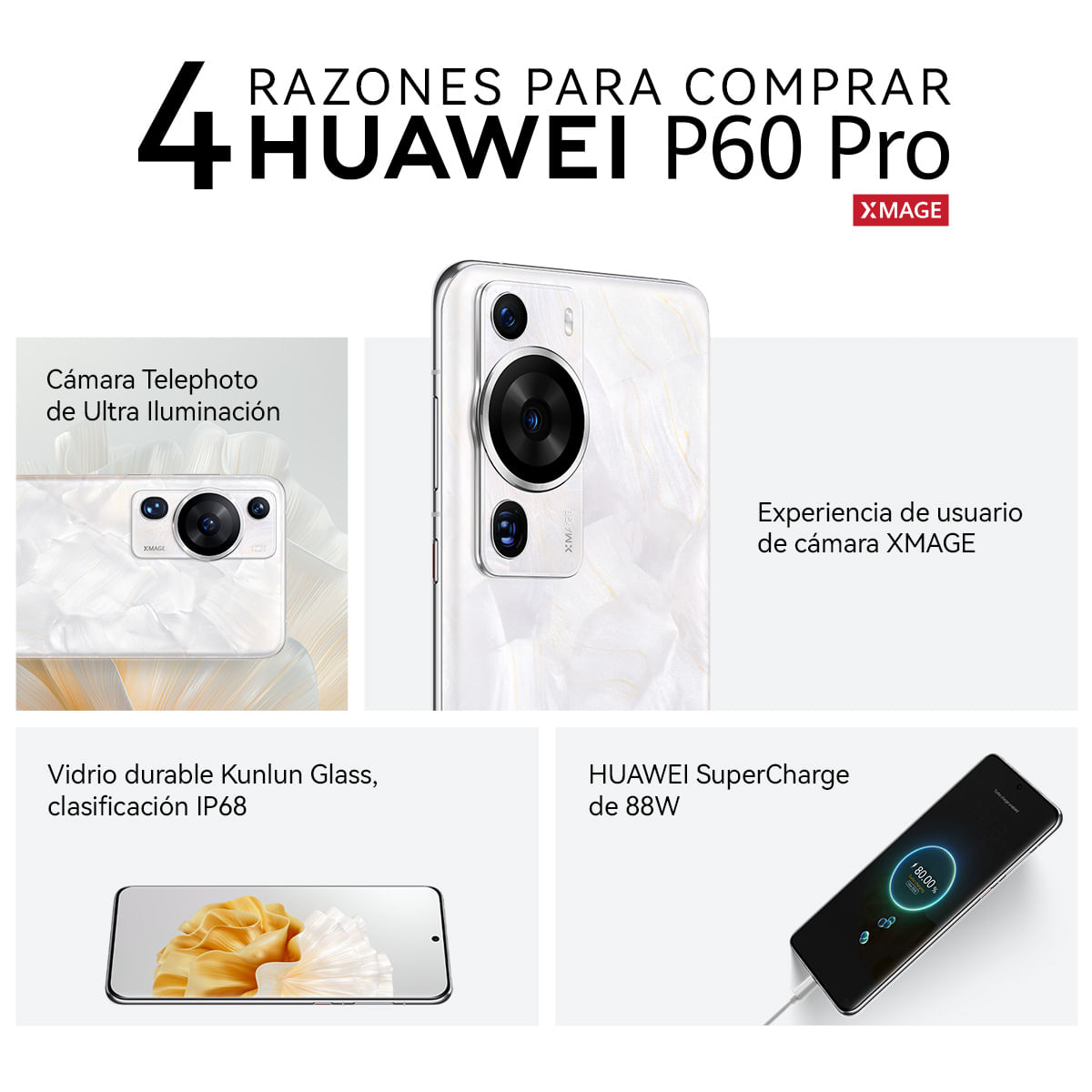 HUAWEI Smartphone P60 Pro Perla Rococó 8GB+256GB Dual Sim + FreeBuds 5 ...