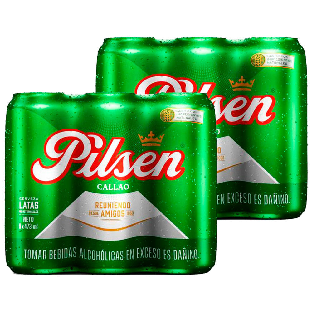 Pack Cerveza PILSEN Six Pack Lata 473ml x2un - Real Plaza