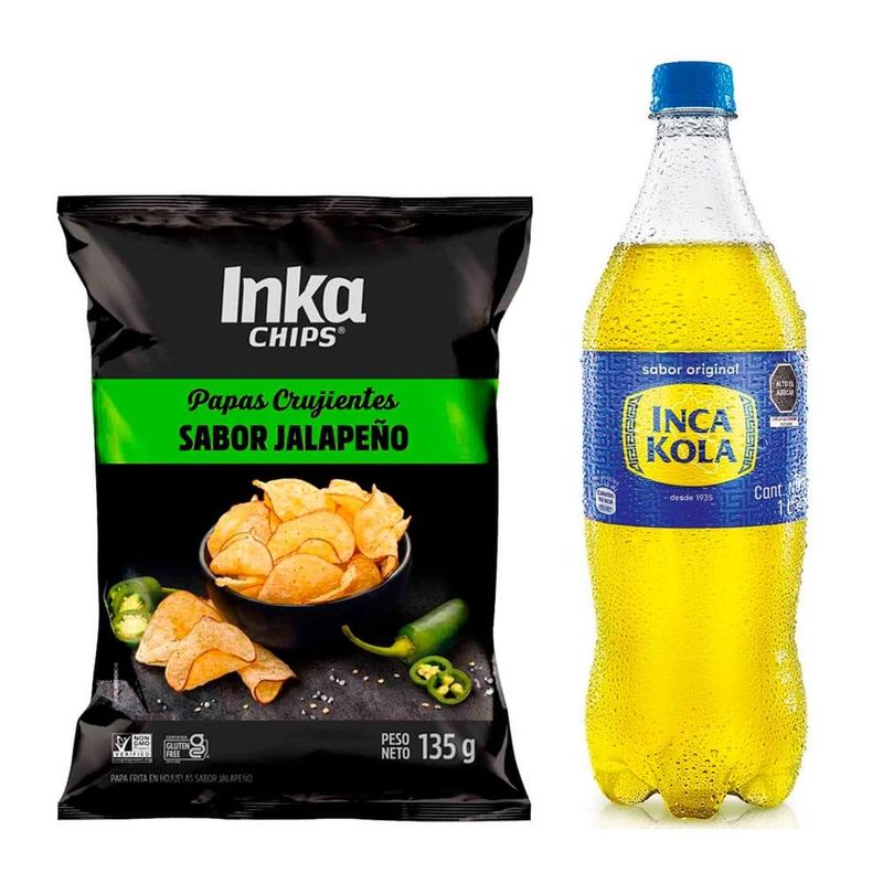 Pack Gaseosa INCA KOLA Botella 1L + Papas INKA CHIPS Jalapeños Bolsa ...