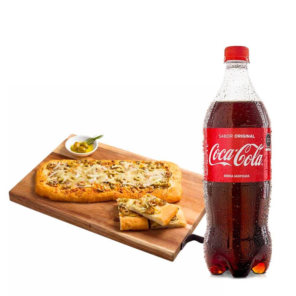 Pack Focaccia de Aceituna Refrigerada x2un + Gaseosa COCA COLA Botella ...