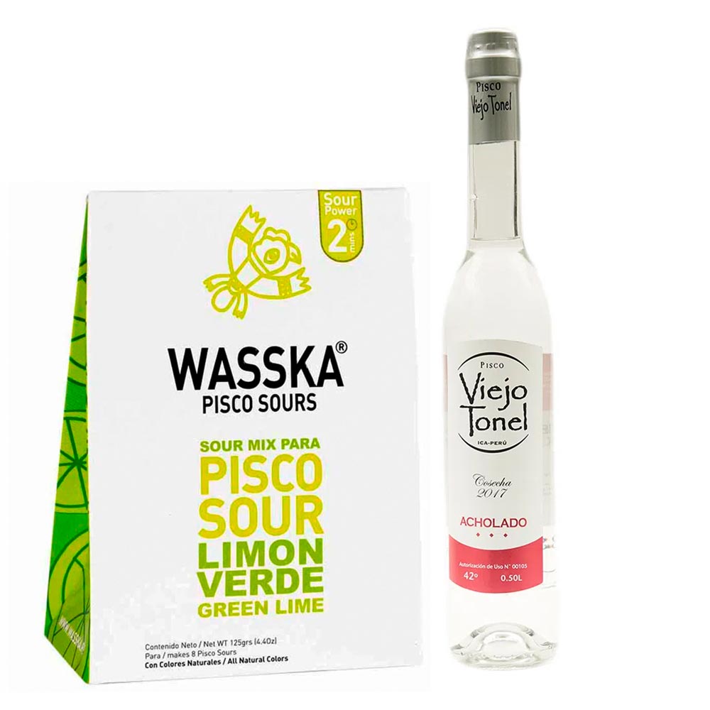 Pack Pisco VIEJO TONEL Acholado 3 cepas Botella 500ml + Mix Para Hacer ...