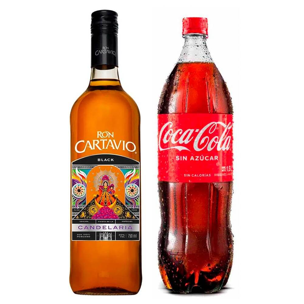Pack Ron CARTAVIO Black Botella 750ml + Gaseosa COCA COLA Sin Azúcar ...