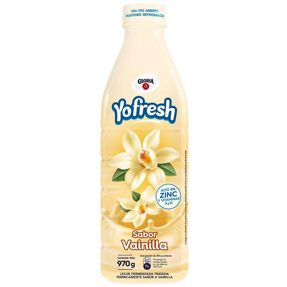 Leche Fermentada GLORIA Yofresh Sabor a Vainilla Botella 970g - Real Plaza