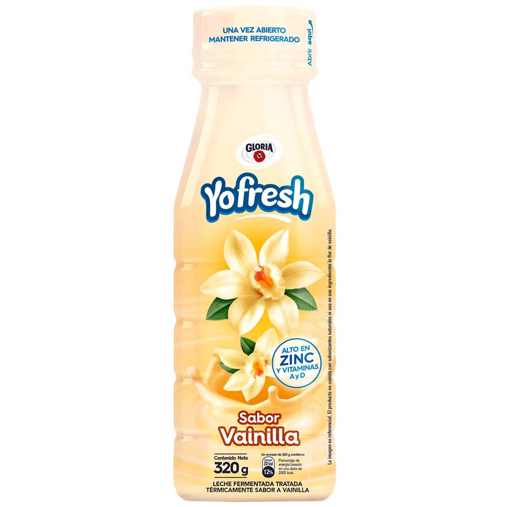 Leche Fermentada GLORIA Yofresh Sabor a Vainilla Botella 320g - Real Plaza