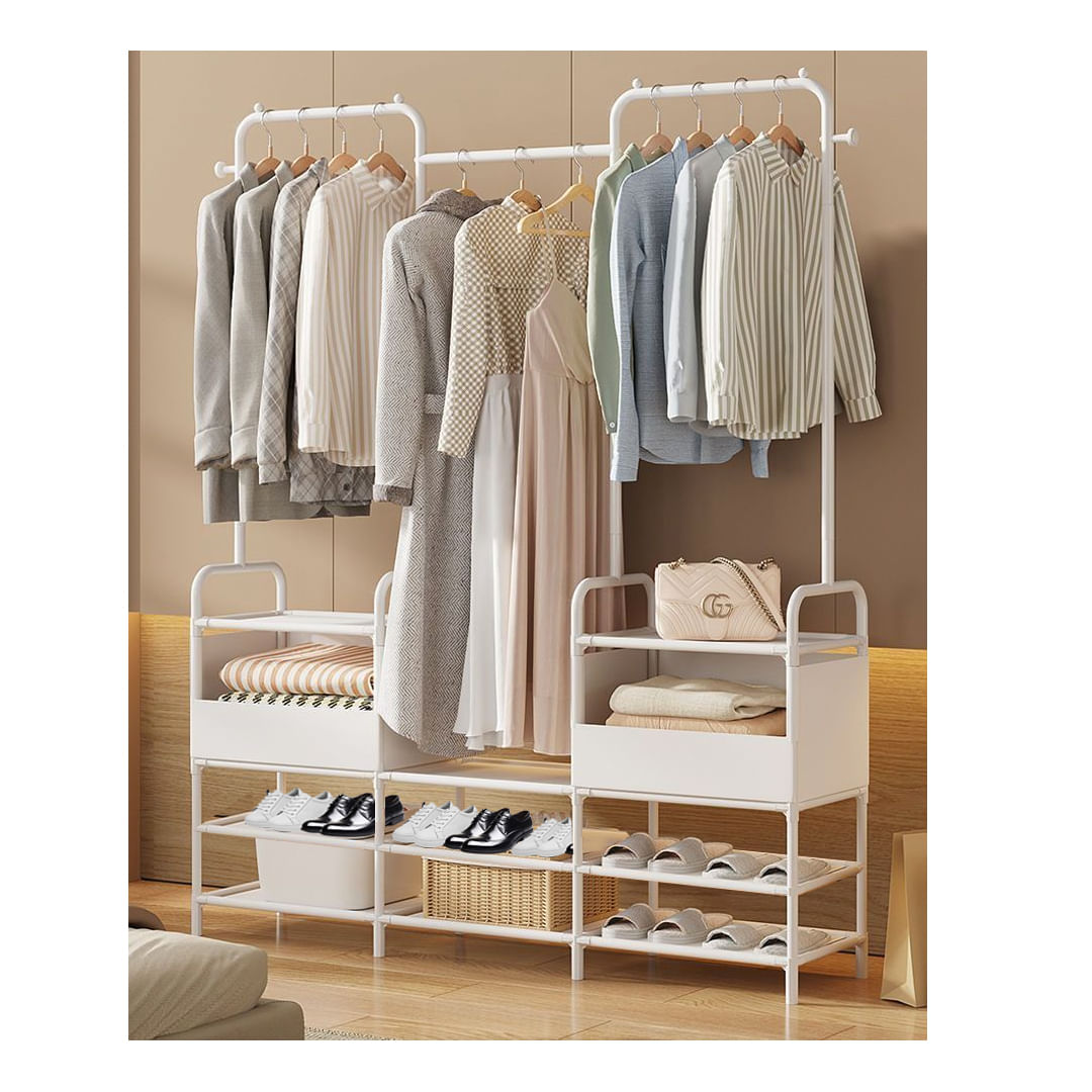 Perchero Colgador Organizador Estante Ropa 3 Cuerpos F147 Blanco - Real ...