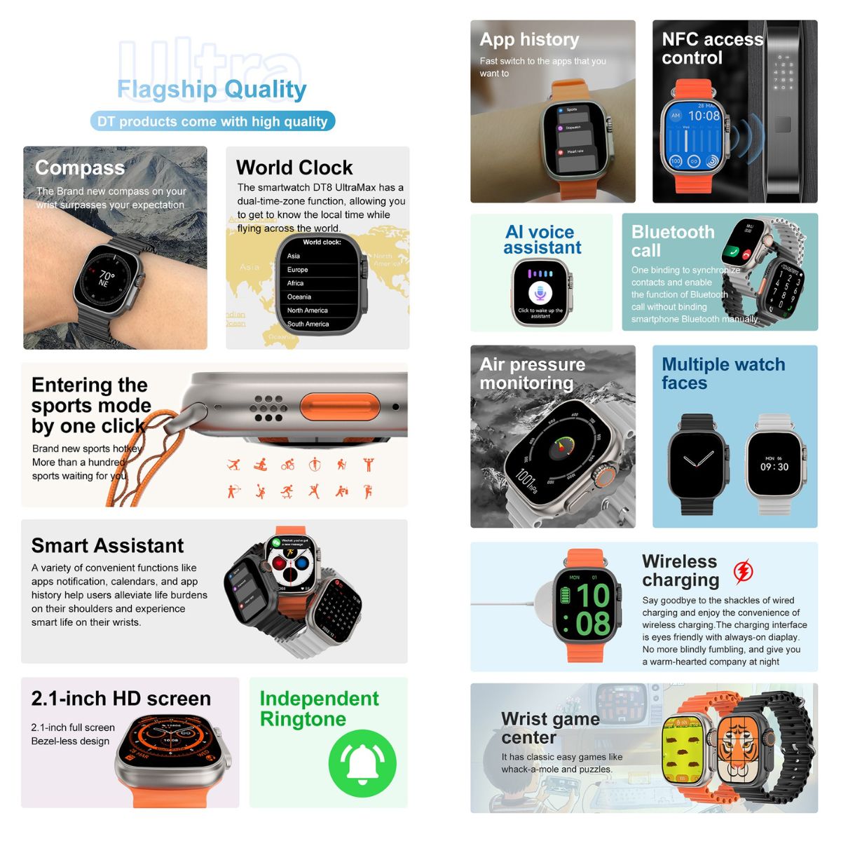 Smartwatch H11 Ultra Plus Naranja Serie 8 Bateria 450mAh - Real Plaza