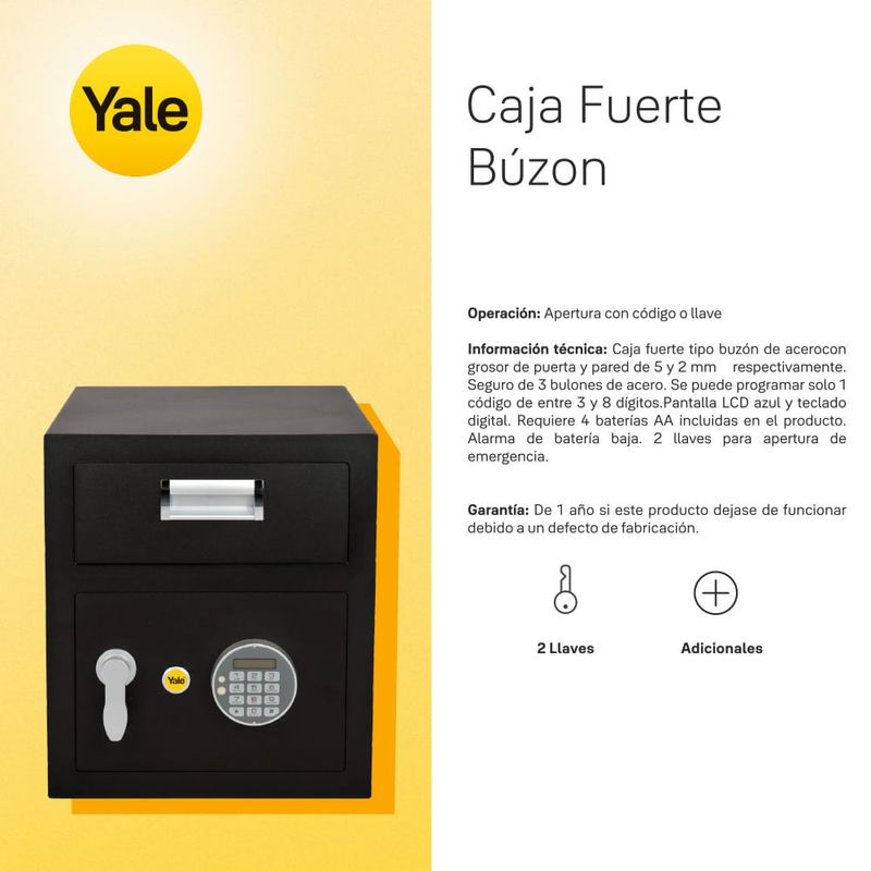 Caja Fuerte Yale Buzón Acero Negro - Real Plaza