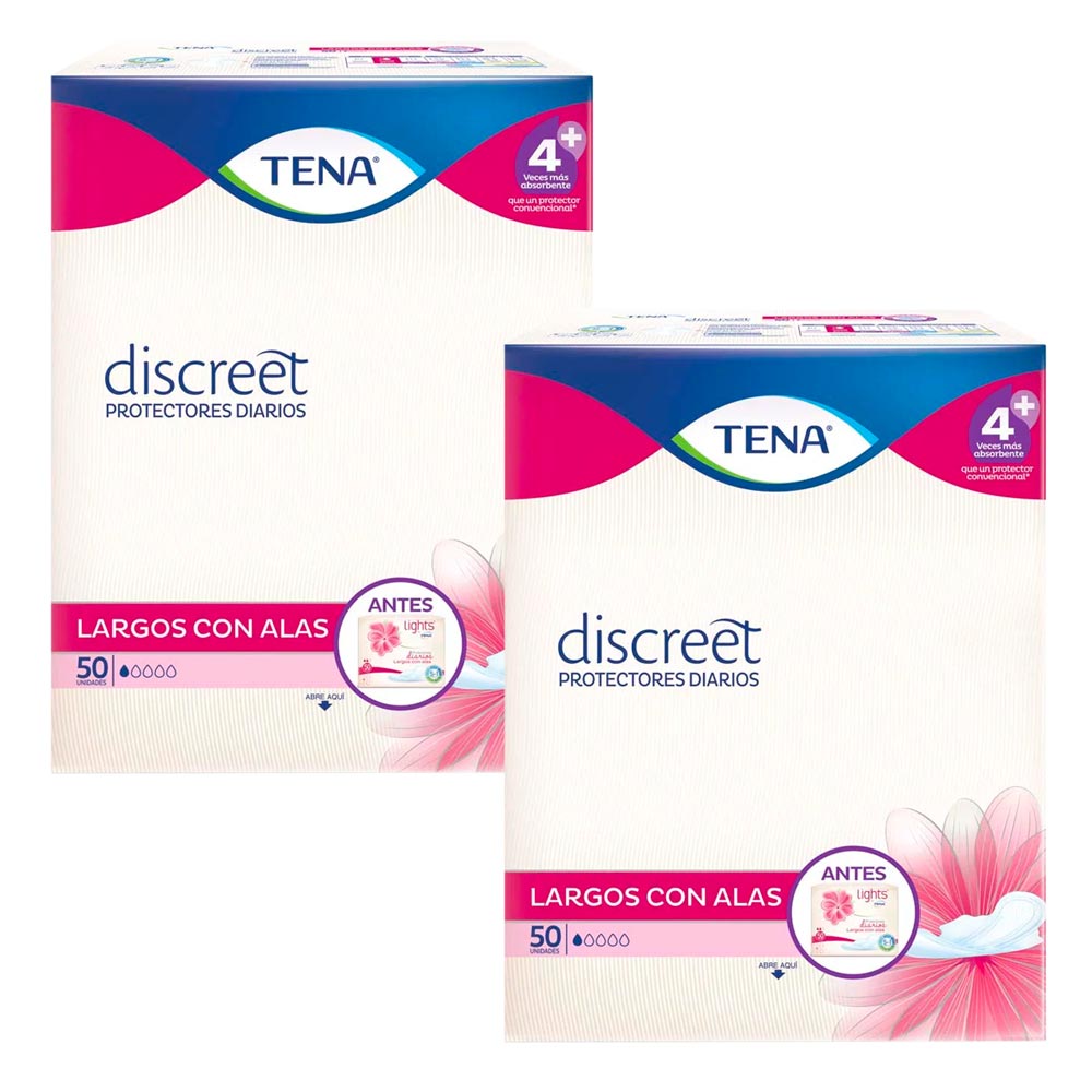 Pack Protectores TENA Discreet Largo Paquete 50un x 2un - Real Plaza