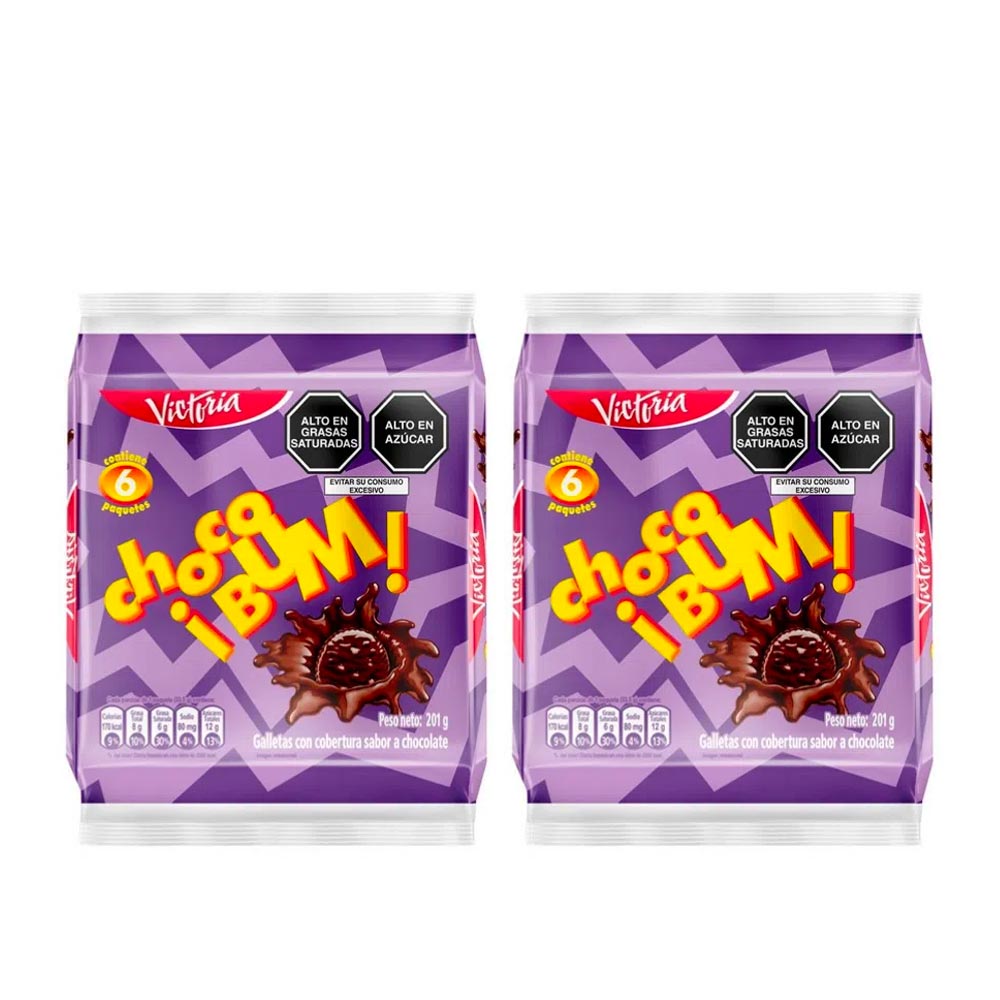 Pack Galletas CHOCO ¡BUM! Bañadas con Sabor a Chocolate Paquete 6un x ...