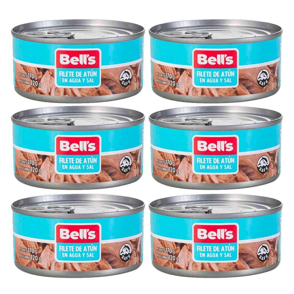Pack Filete de Atún BELL'S en Agua y Sal Lata 170g x 6un - Real Plaza