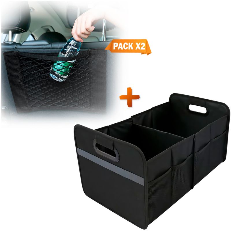 Pack X2 Malla Auto AJ6 Y Organizador Plegable Maletera J86 - Real Plaza