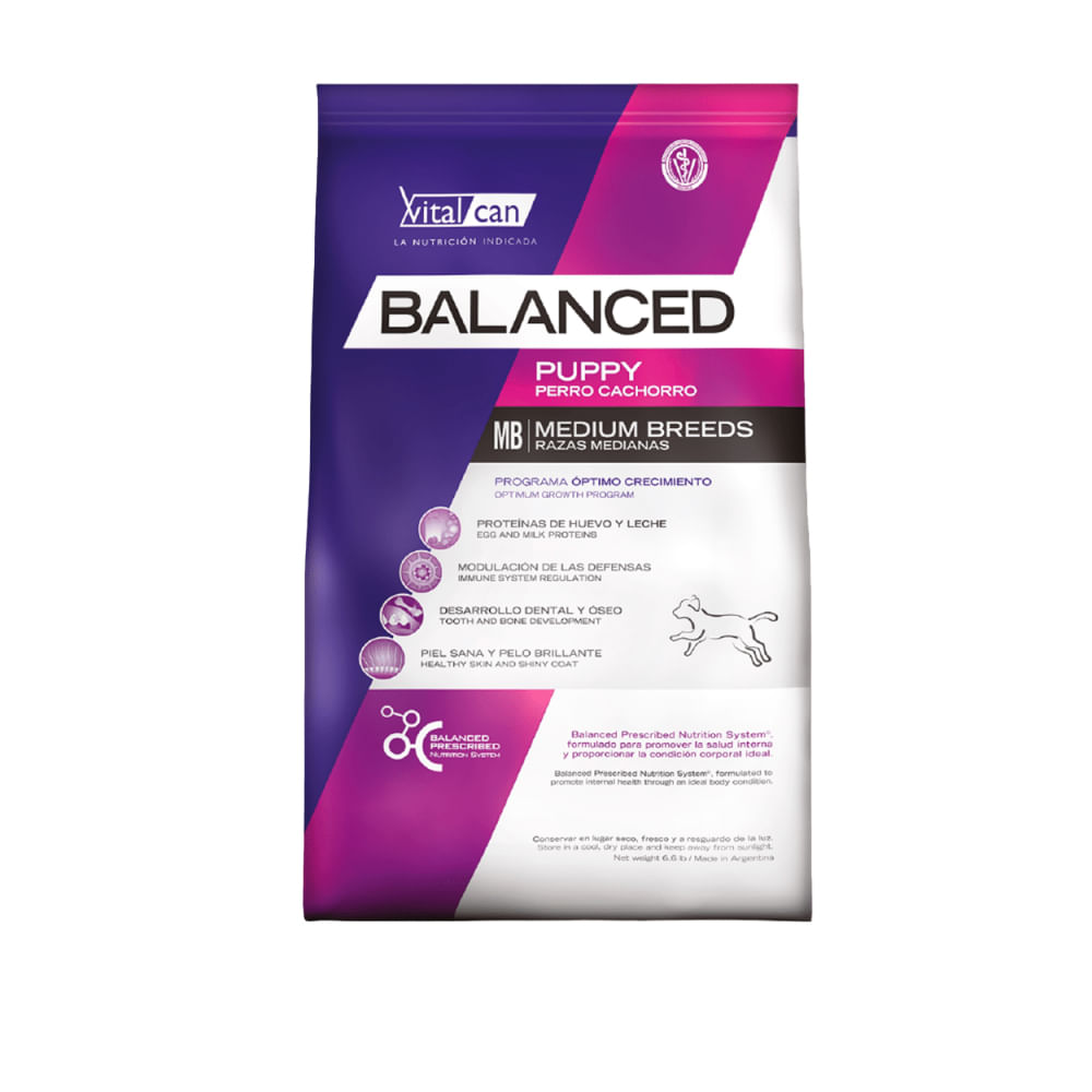 Comida para Perros Balanced Cachorro Raza Mediana 3 kg - Real Plaza