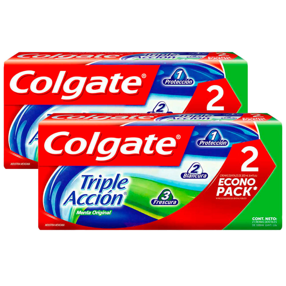 Pack Pasta Dental COLGATE Triple Acción Tubo 100ml Paquete 2un x 2un ...