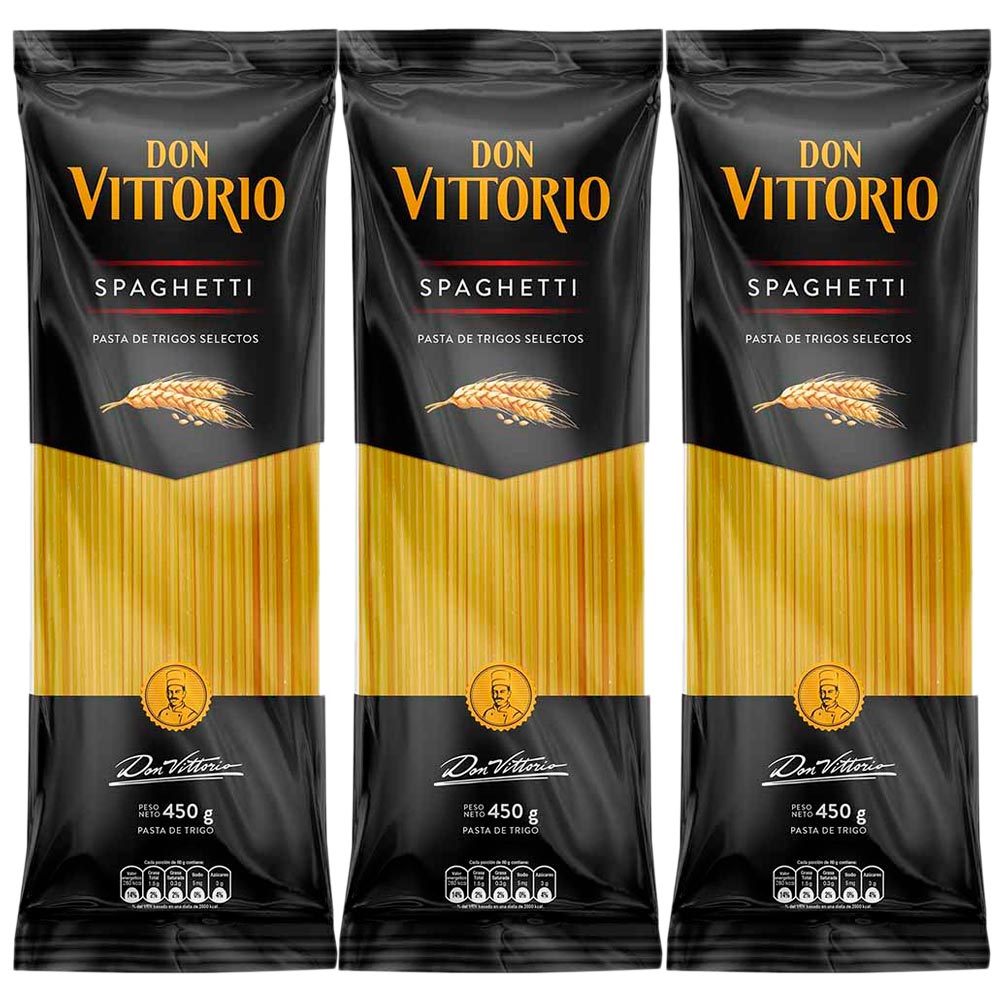 Pack Fideo Spaghetti DON VITTORIO 450g Bolsa 3un - Real Plaza