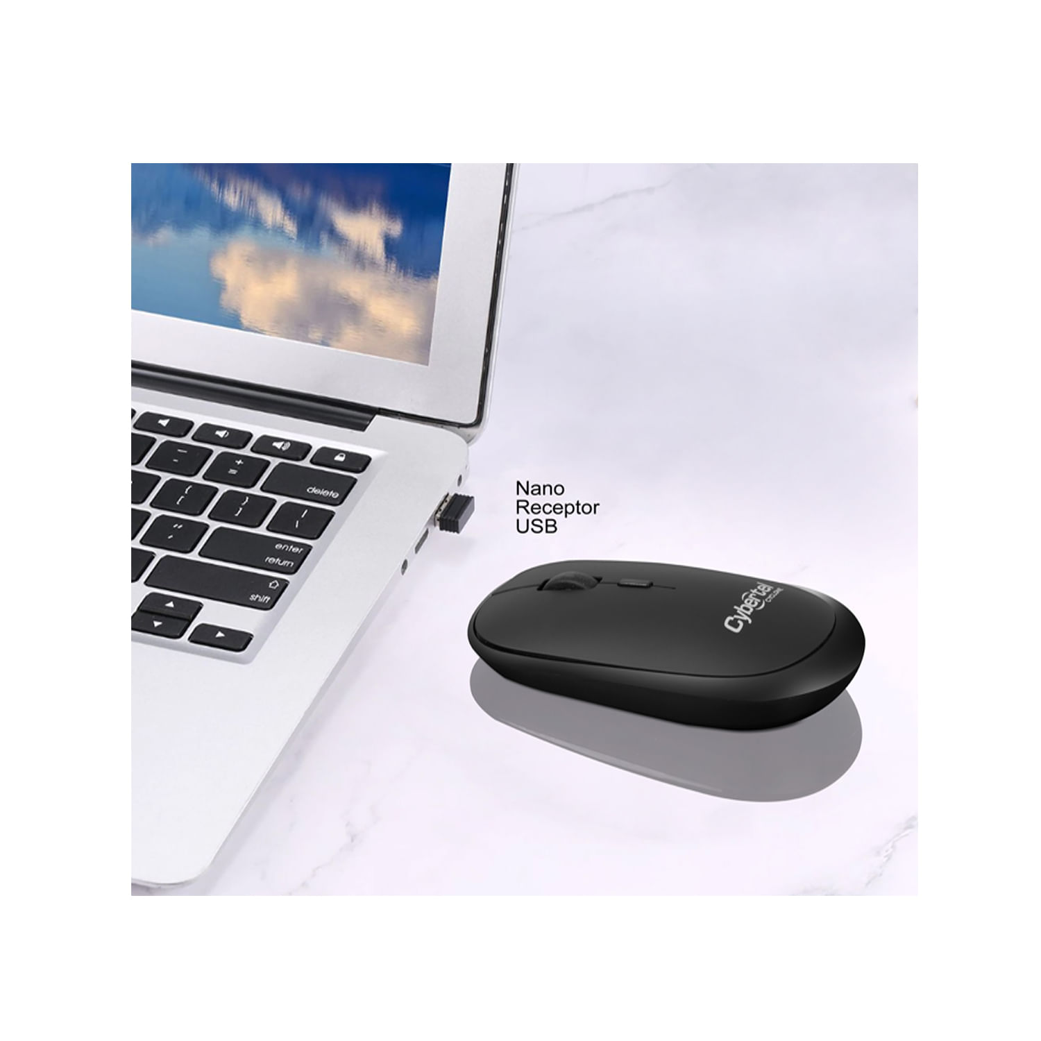 Mouse Cybertel CYCLONE-CYB M500RX inalámbrico recargable color blanco ...