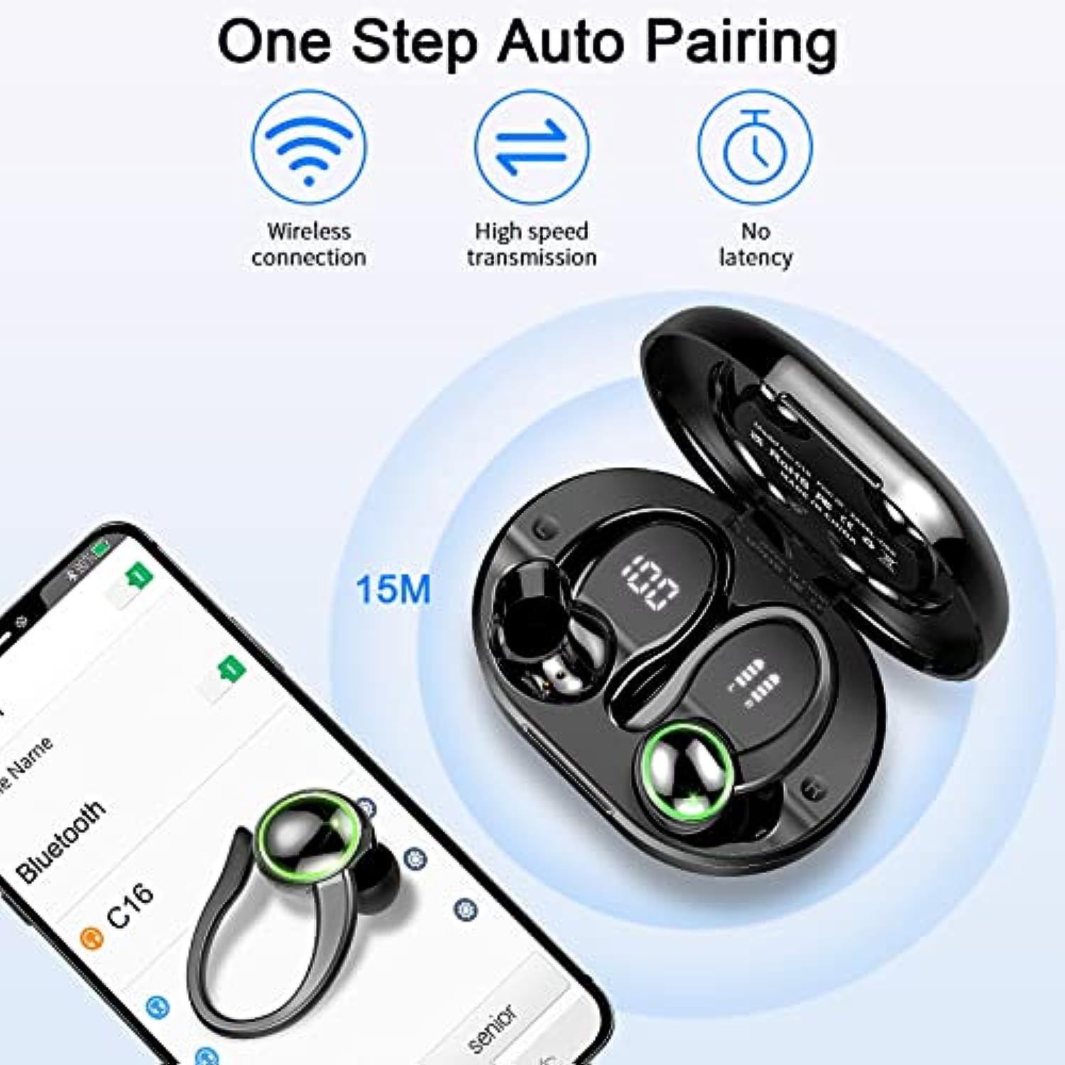 Auriculares In-Ear Inalámbricos Kuizil C16 para Unisex en Negro - Real ...