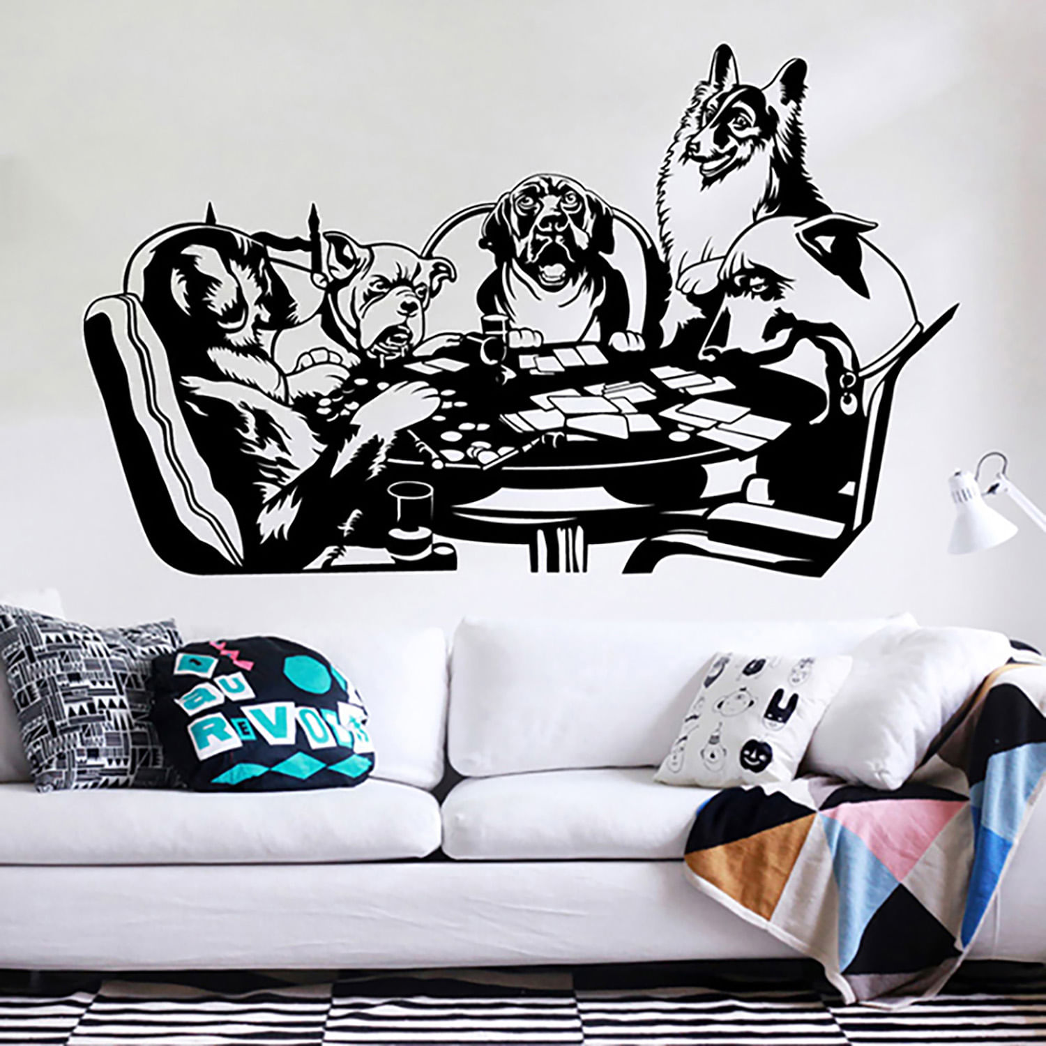 Vinilo Perros Jugando Póker Negro Mediano Sticker Pegatina Viniles ...