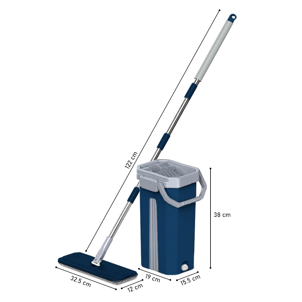 Trapeador Mágico 360° 2 Mopas Grande Premium con Caja P59 Azul - Real Plaza