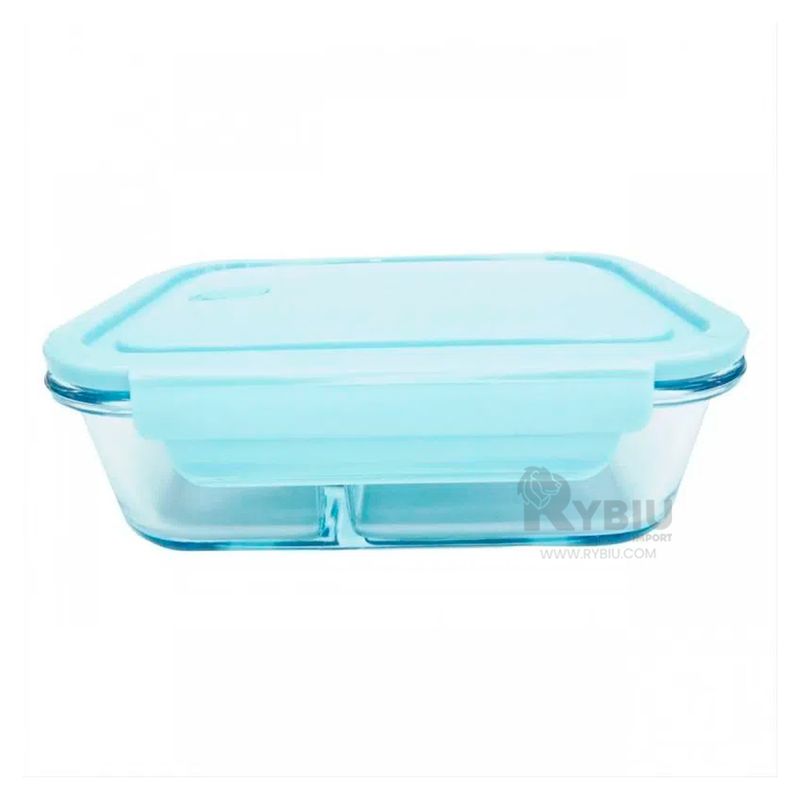 Taper Rectangular de Vidrio 3 Divisiones 1L Celeste - Real Plaza