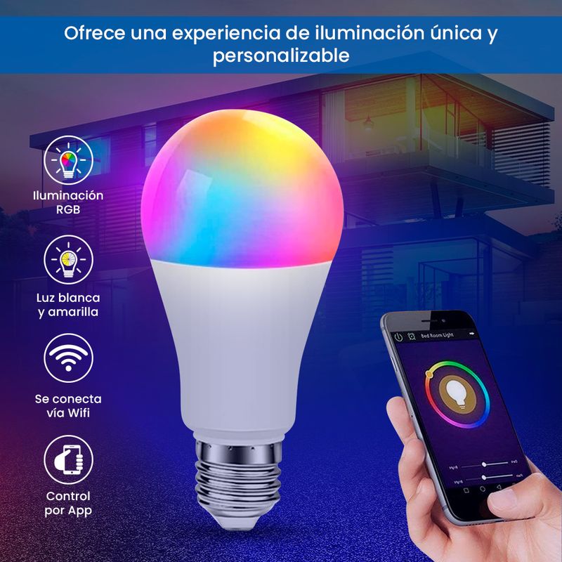 Foco Inteligente Luz Frío, Cálida y RGB Wi-Fi - Real Plaza