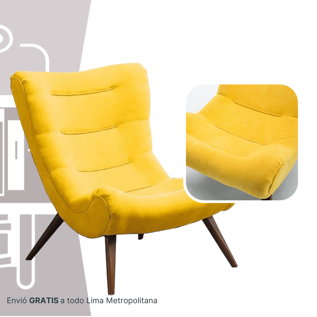 Butaca Lazy + Banqueta Living Furniture Amarillo - Real Plaza