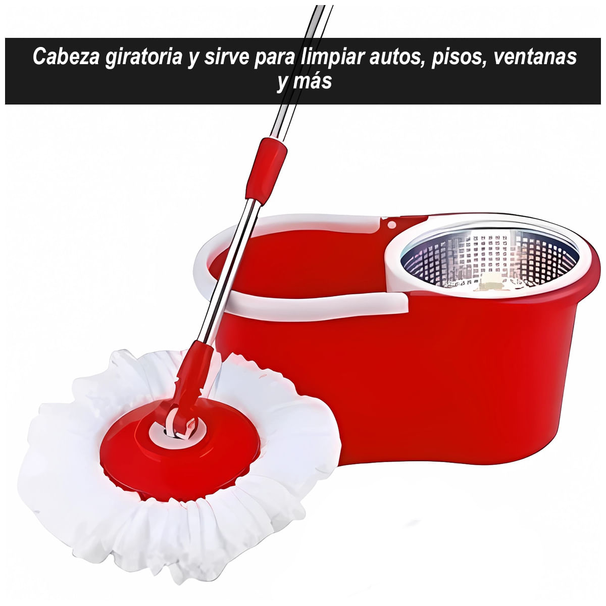 Trapeador con Balde Escurridor Giratorio Automático Rojo - Real Plaza Trapeador con Balde Escurridor Giratorio Automático Rojo - Real Plaza