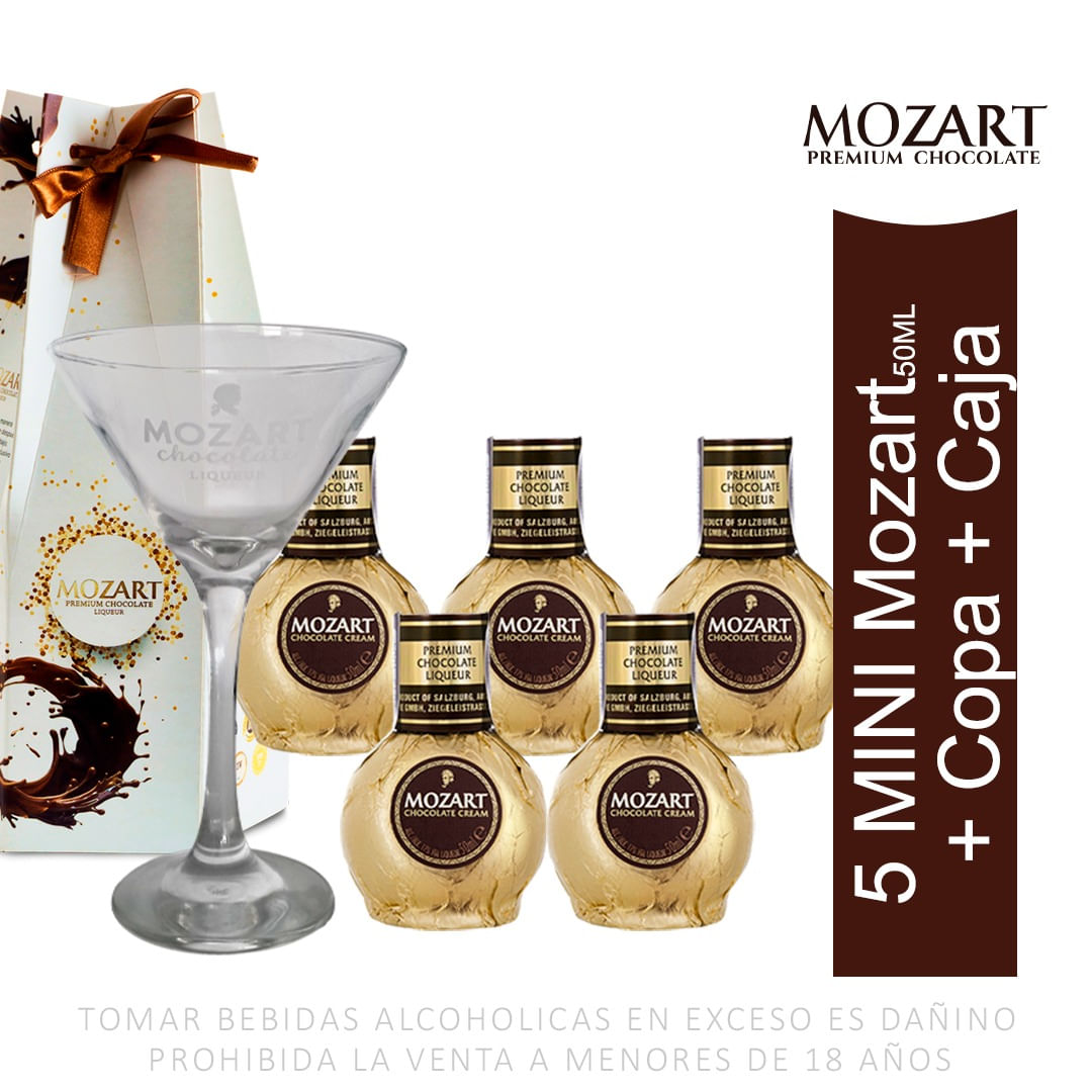 Mozart Regalo: 05 Mozart Mini 50ml + 01 Copa + Caja de Regalo - Real Plaza
