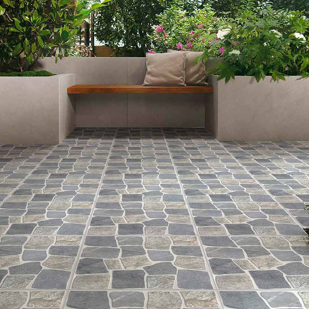 Piso Cerámico Tipo Piedra Laja Gris 45x45cm 2.23m2 Celima - Real Plaza