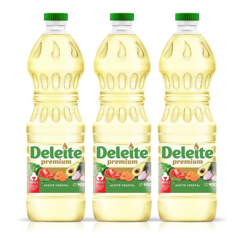Pack Aceite Vegetal DELEITE Botella 900ml x 3un - Real Plaza