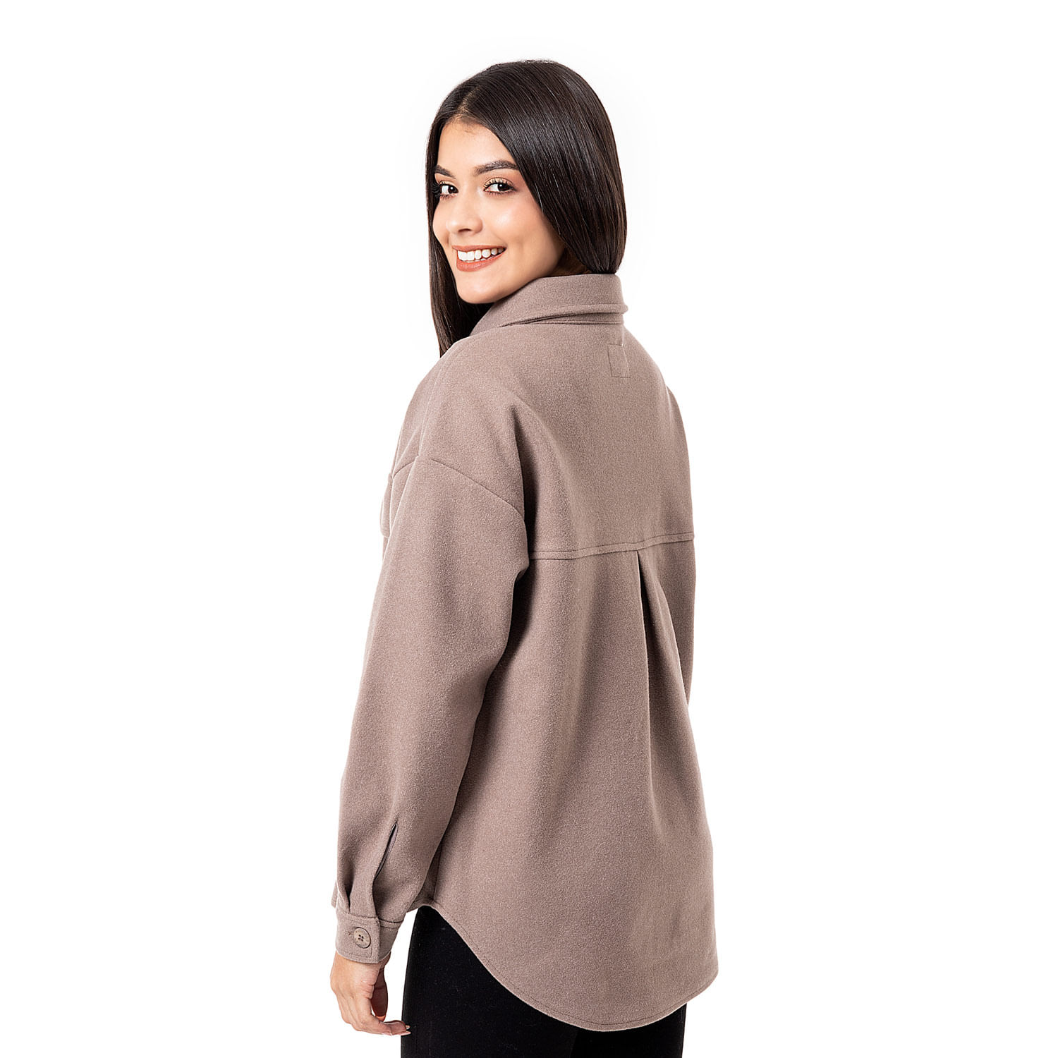 Casacas Moda Paño Mujer Nakya Castor/Beige M - Real Plaza
