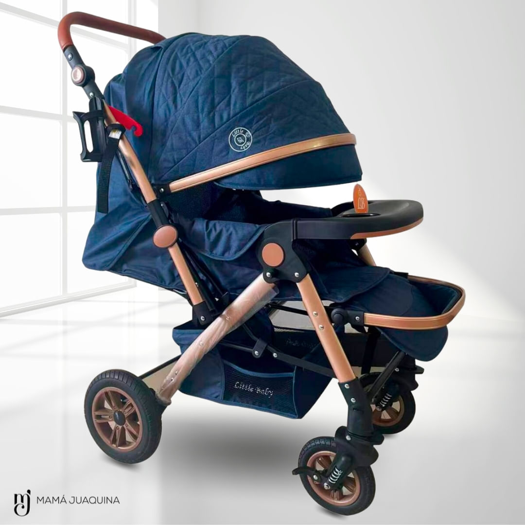 Coche Cuna de Lujo Barcelona con Bolso Pañalero Little Baby Azul - Real ...