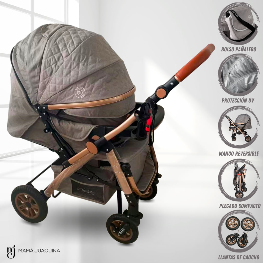 Coche Cuna de Lujo Barcelona con Bolso Pañalero Little Baby Beige ...