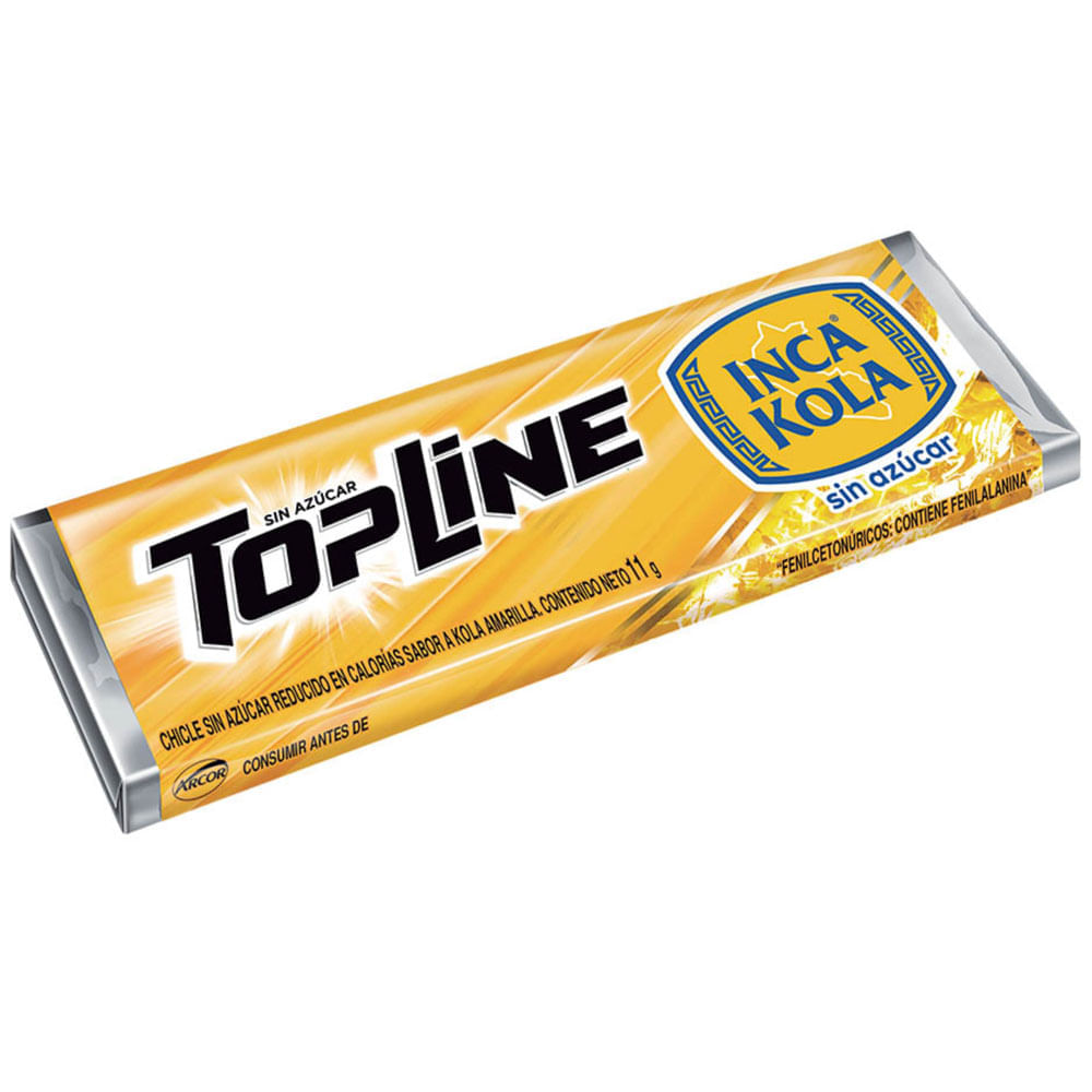 Goma de Mascar TOPLINE Sabor a Inca Kola Paquete 11g - Real Plaza