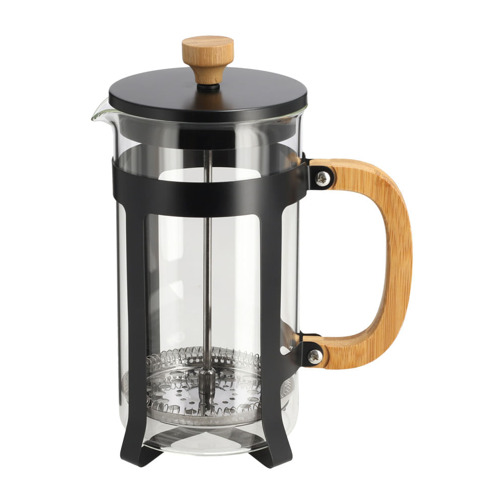 Cafetera Francesa Vidrio-Bambú 1000 ml - Real Plaza