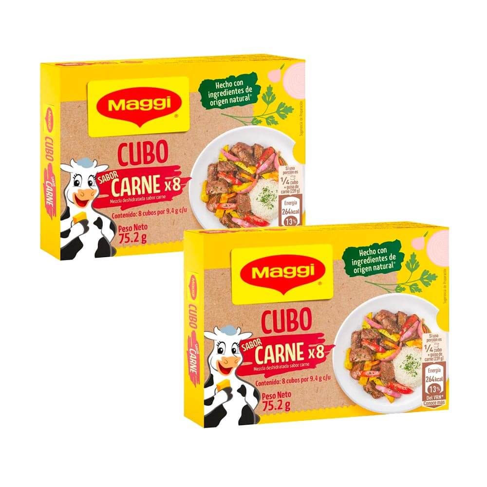 Pack Caldo en Cubitos MAGGI sabor Carne Caja 75.2g x 2un - Real Plaza