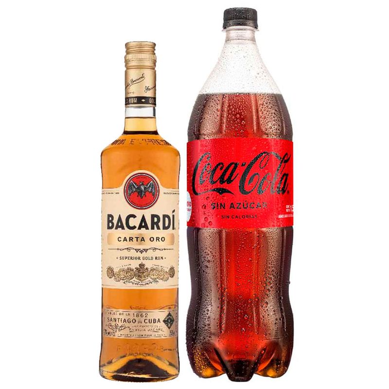 Pack Ron BACARDÍ Carta de Oro Botella 750ml + Gaseosa COCA COLA Sin ...