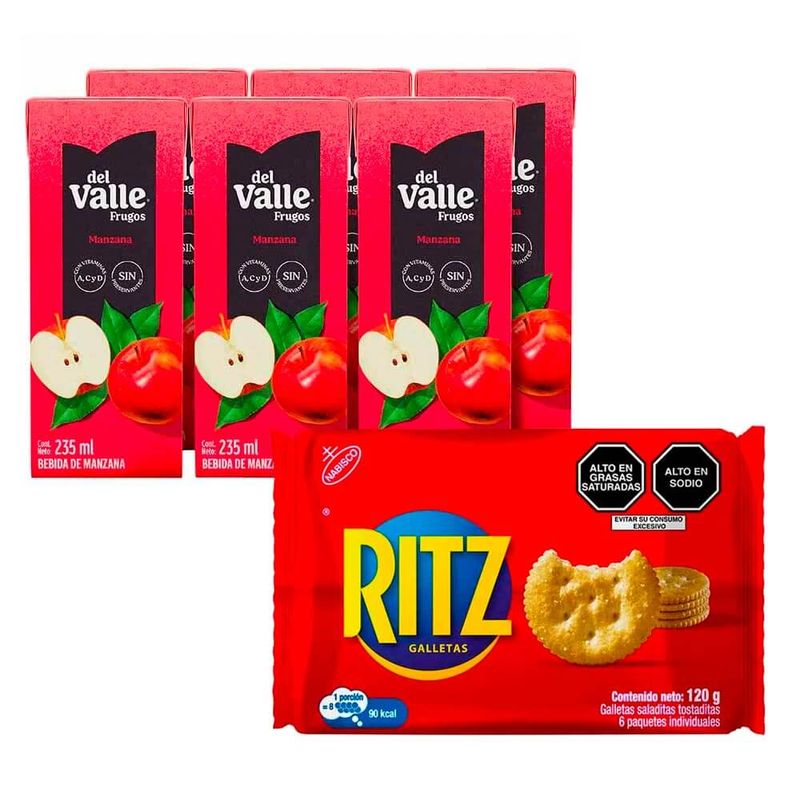 Pack Néctar FRUGOS Manzana Caja 235ml Paquete 6un + Galletas Saladas ...