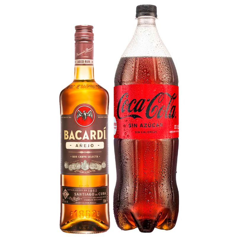 Pack Ron BACARDÍ Gran Añejo Botella 750ml + Gaseosa COCA COLA Sin ...