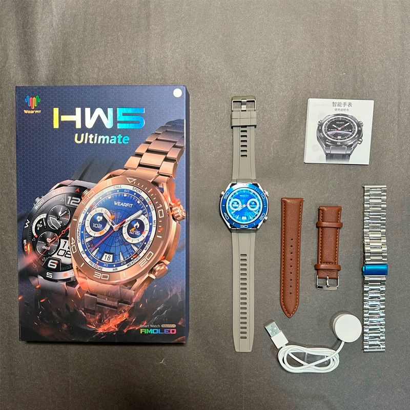Smartwatch Ultimate HW5 Silver Amoled GPS Triple Correa - Real Plaza
