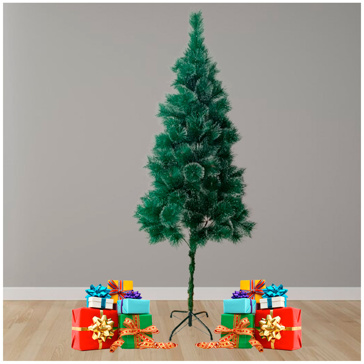 Árbol de Navidad Verde Deluxe 1.5M Detalles Nevados - Real Plaza